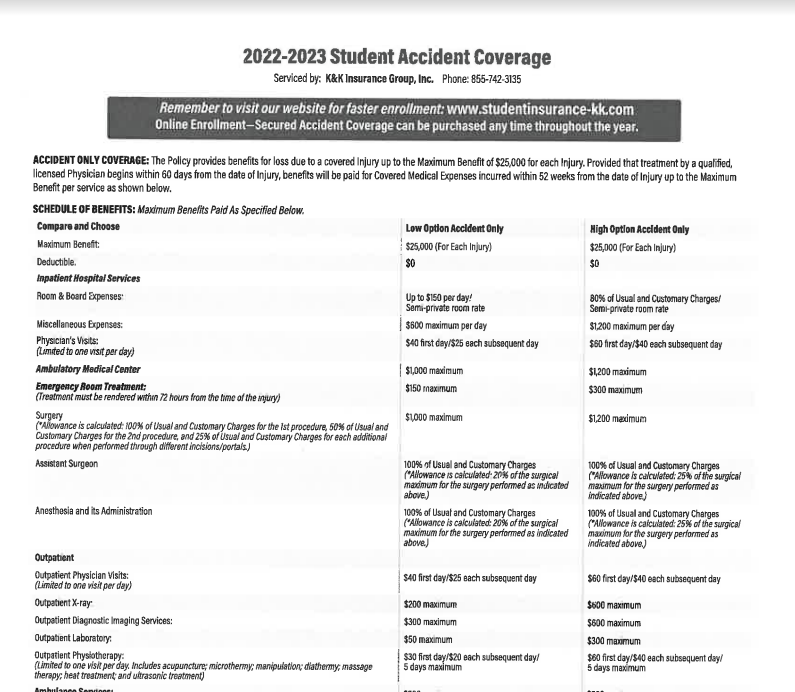 Student Insurance Available For 2022 2023 Bowers Elementary School